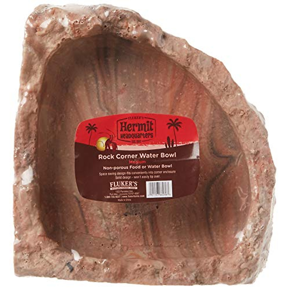 Fluker's Corner Rock Bowl, Food & Water Dish for Hermit Crabs, Medium 6"