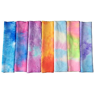 longshine-us 7pcs 12 x 12 Inch Handmade DIY Fabric Tie dye Crystal Velvet Short Plush Decorative Cloth Jewelry Cloth Toy Cloth Fabric Sheet Pack DIY Craft Patchwork Sewing Squares Assorted Colors