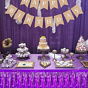 4P Purple Foil Fringe Metallic Streamers Banner Tassel Garland for Parade Floats, Bachelorette, Wedding, Birthday, Halloween, Christmas, Bridal/Baby Shower Party Decorations