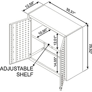 Manhattan Comfort Fortress 30" Floating Textured Metal Garage Cabinet with Adjustable Shelves, Set of 1, Charcoal Gray
