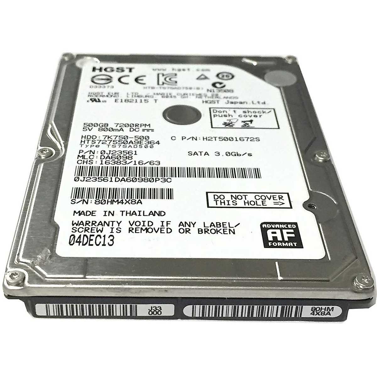 HGST 7K750-500 HTS727550A9E364 (0J23561) 500GB 7200RPM 16MB Cache SATA 3.0Gb/s 2.5" Internal Notebook Hard Drive - w/1 Year Warranty