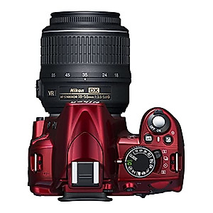 Nikon D3100 14.2MP Digital SLR Camera with NIKKOR AF-S DX 18-55mm f/3.5-5.6 VR Lens Kit - (Red)