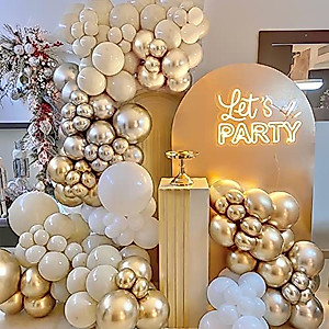 RUBFAC White Sand Balloons Different Sizes 105pcs 5/10/12/18 Inch White Cream Balloon Garland Kit for Wedding Baby Shower Birthday Party Supplies Bridal Shower Decorations
