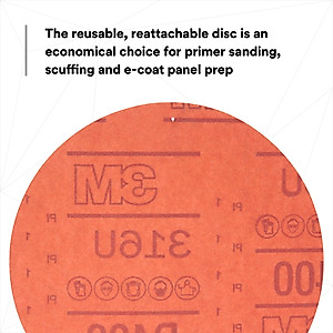 3M Hookit Red Abrasive Sanding Discs, 01261, No Hole, 6 in, 80+ Grade, Pack of 50 Discs, for Auto Sanding, Primer Sanding, E-Coat Sanding