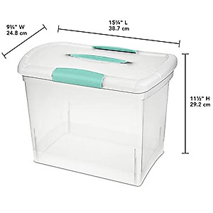 Sterilite Large Nesting ShowOffs Clear File Organizer Storage Box with Handle and Latches for Home, Office, Craft, Hobby, & Classroom, Clear (12 Pack)