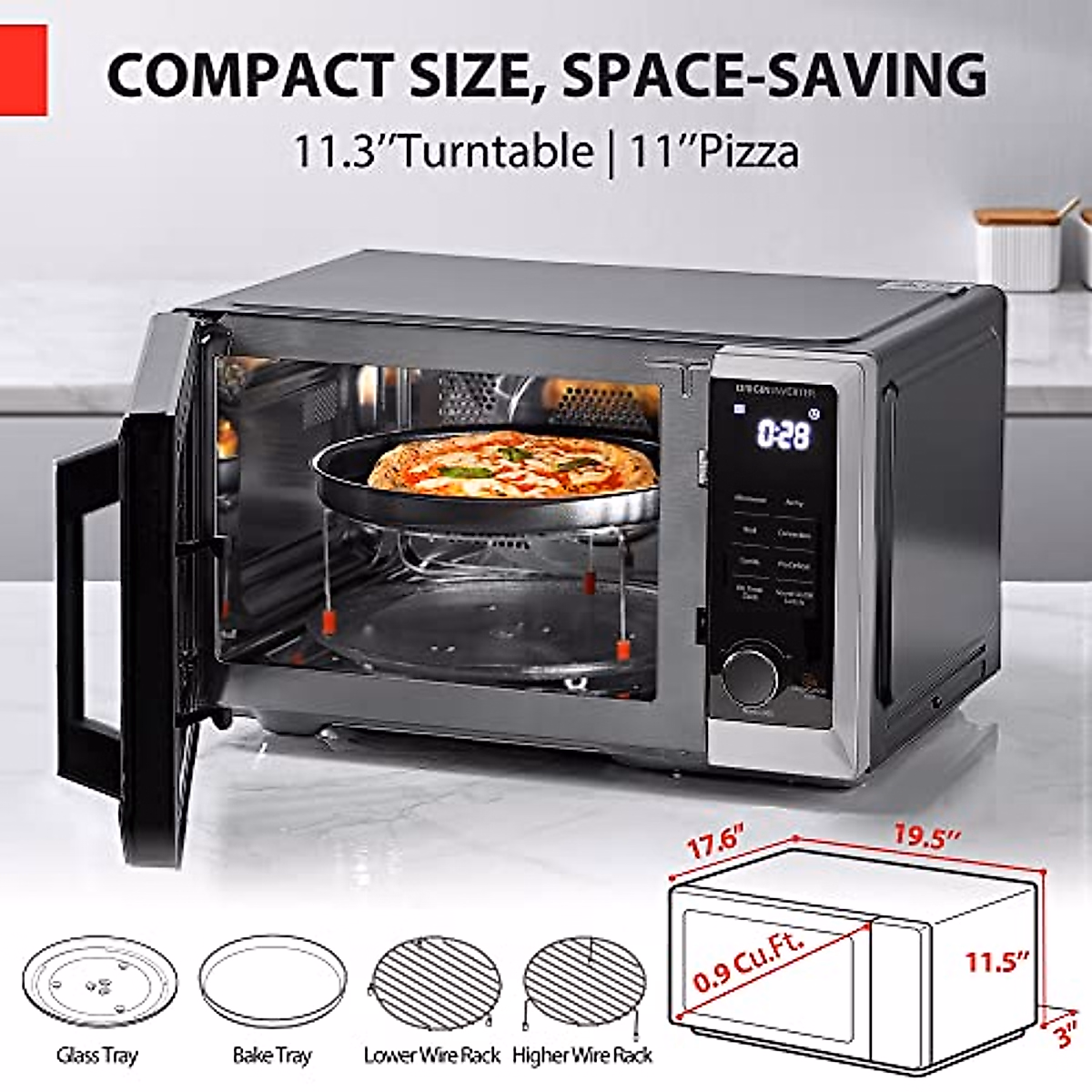 TOSHIBA 6-in-1 Inverter Microwave Oven Air Fryer Combo, MASTER Series Countertop Microwave, Healthy Air Fryer, Broil, Convection, Speedy Combi, Even Defrost, Sound On/Off 27 Auto Menu Stainless Steel