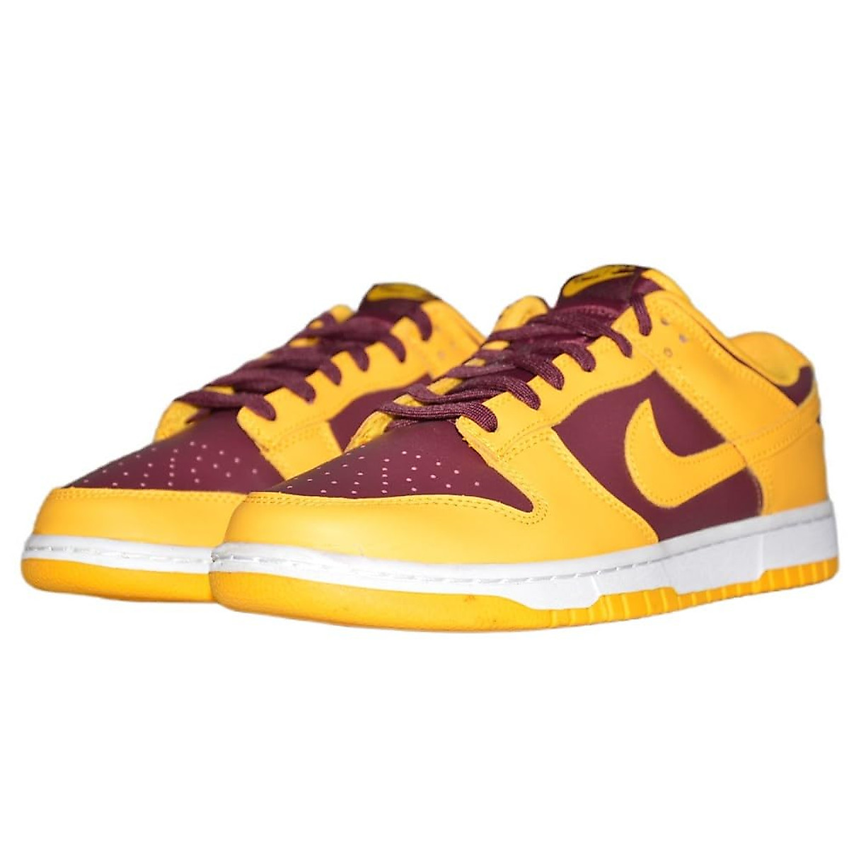 Nike mens Dunk Low shoe, Yellow/Bordeaux, 8