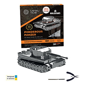 METAL-TIME PONDEROUS Panzer, 3D Metal Tank Model Kits for Adults or Teens, DIY Metal Puzzle Model Kit, 3D Metal Model Brain Teaser Puzzle - Great Gift Idea, 188 PCS.
