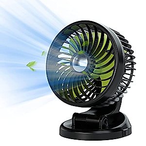 Car Fan 12V Electric Cooling Fan : 360 Degree Rotatable Fan for Car Cooling Air Circulator Fan Powered by Cigarette Lighter Strong Wind, Dashboard Portable Fan for SUV RV Boat Auto Vehicles or Home