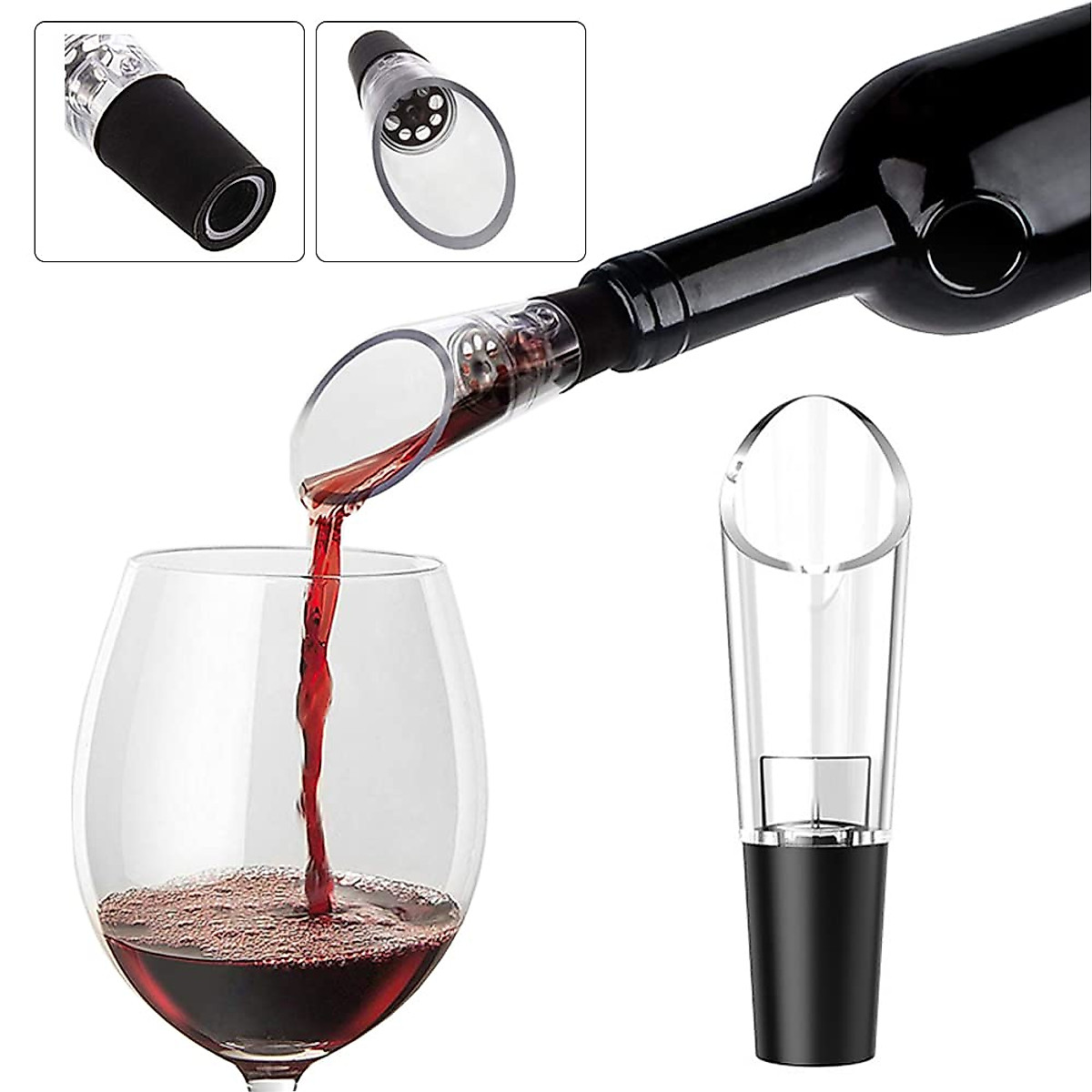 Wine Vacuum Stoppers Set 16Pcs with a Wine Saver Vacuum Pump, a Foil Cutter and a Wine Pourer, Reusable & Resealable Bottle Sealer Keeps your Wine Perfectly Fresh