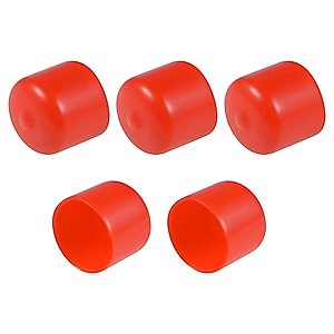 uxcell 5pcs Rubber End Caps 24mm ID Vinyl Round Tube Bolt Cap Cover Thread Protectors Red