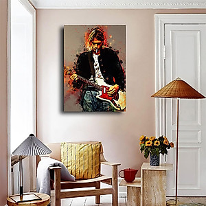 Art Poster Kurt Cobain Canvas Wall Decor for Living Room and Bedroom Garage Wall Bar Cafe Modern Home Framed or Unframed (12in*18in,Unframe)