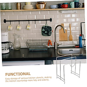 OKUMEYR Chopping Board Rack Pots and Pans Organizer Punch-free Pot Lid Rack Lid Organizer Pots and Pans Pot Lid Holders Countertop Organizer Kitchen Supplies Knives Carbon Steel