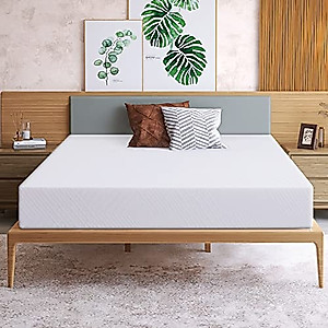 Opoiar 10 Inch Queen Mattress, Green Tea Memory Foam Mattress Queen Size in a Box,Medium Firm Feel Gel Infused Mattress with White Cover,Supportive,Made in USA,CertiPUR-US