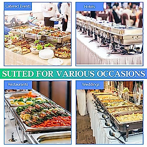 Jacgood Chafing Dish Buffet Set 4 Packs,8 QT Stainless Steel Foldable Rectangular Chafing Full Size Food Pan,Chafing Servers with Covers Buffet Servers and Food Warmers for Parties Wedding