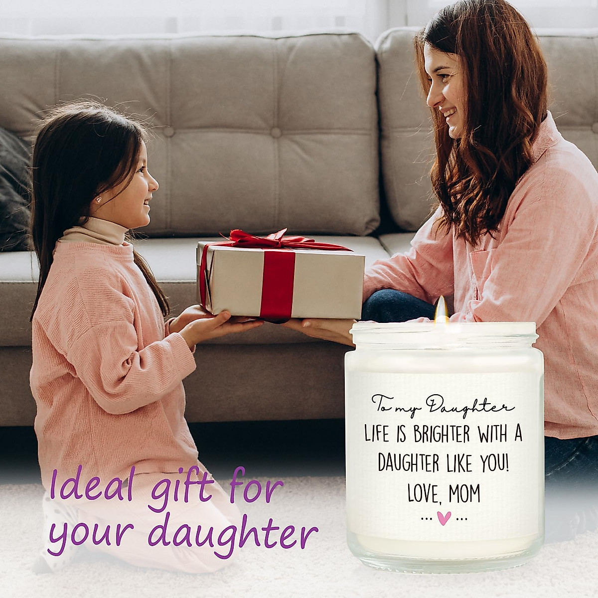 GiltGlimmer Daughter Christmas Gift from Mom, Daughter Gifts, Unique Birthday Gifts for Daughter, Lavender Scented Candle for Daughter Mothers Day Graduation Back to School Wedding Bridal Shower Gift
