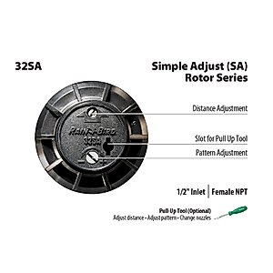Rain Bird 32SA/4PKS Simple Adjust 32SA Gear Drive Rotor, Adjustable 40° - 360° Pattern, 19' - 32' Spray Distance, 4-Pack