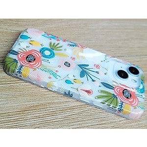 J.west iPhone 13 Case, Clear Floral Flexible TPU Shockproof Cover Transparent Elegant Designs Durable Protective Women Girls Flower Phone Case 6.1"