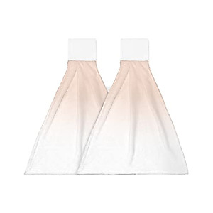 Ombre Gradient Hanging Hand Towels Kitchen Towel Absorbent Towel Hanging Towel Hand Bath Towel, 18"x14" Decorative Soft Oven Towel Quick Dry Dish Cloth Towels 2Pcs, Peach Pink and White Gradient Art