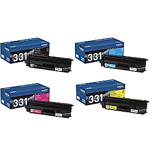 Brother TN-331BK TN-331C TN-331M TN-331Y DCP-L8400 L8450 HL-L8250 L8350 MFC-L8600 L8650 L8850 Toner Cartridge Set (Black Cyan Magenta Yellow, 4-Pack) in Retail Packaging