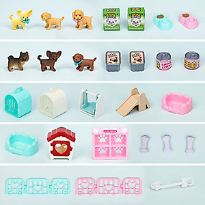 TQQFUN 32 PCS Dog Figures Pet Pretend Play Toys Educational Toy for Girls and Boys, Pet Pretend Play Toys, Realistic Detailed Pet Care Center Play Set, Puppy Toys for Boys and Gilrs.