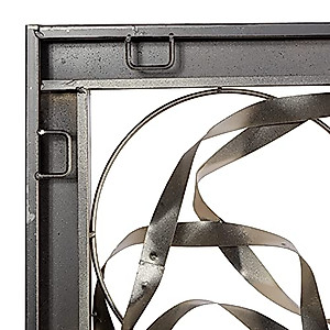 Deco 79 Metal Abstract Coiled Ribbon Wall Decor with Black Frame, 60" x 2" x 40", Silver