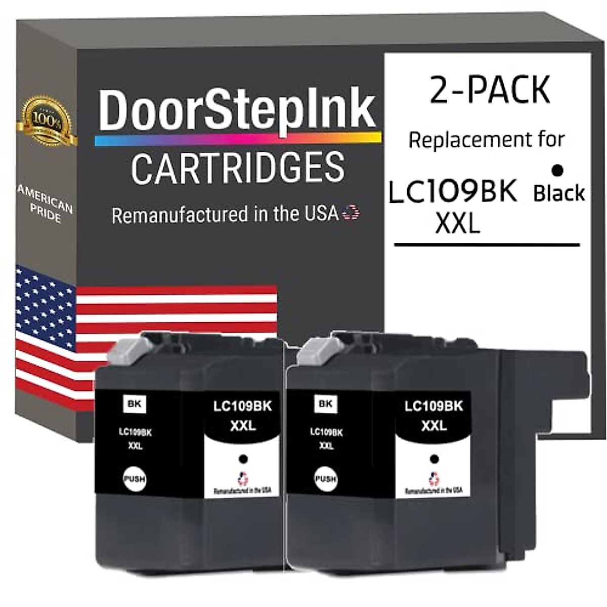 DoorStepInk Remanufactured in The USA Ink Cartridge Replacements for Brother LC109XXL LC109 XXL 2 Black for Printers MFC-6520DW MFC-6720DW MFC-6920DW