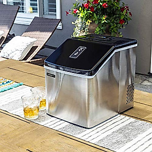 Luma Comfort Clear Ice Cube Maker Machine | First Cubes In 15 Minutes, 28 lbs. of Ice in 24 Hours | Countertop Portable Design in Stainless Steel - IM200SS