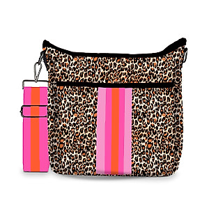 Crossbody Bag Neoprene Womens Purse, handbag Beach bag by GraceBeth (Pink Cheetah)