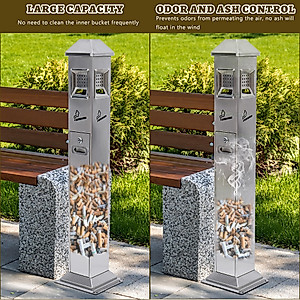 RDUIGT Commercial Stainless Steel Trash Can Outdoor Trash Receptacle with Removable Inner Bucket, All-Metal Construction, Suit for Patio Hotel Street Office Porch