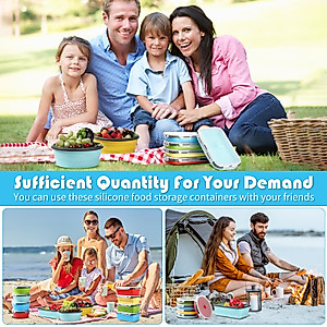 Dandat 10 Pieces 40.6 oz Silicone Collapsible Food Storage Container with Airtight Lids Stacking Meal Prep Lunch Containers for Kitchen, Traveling, Microwave Freezer Dishwasher Safe (Multicolor)