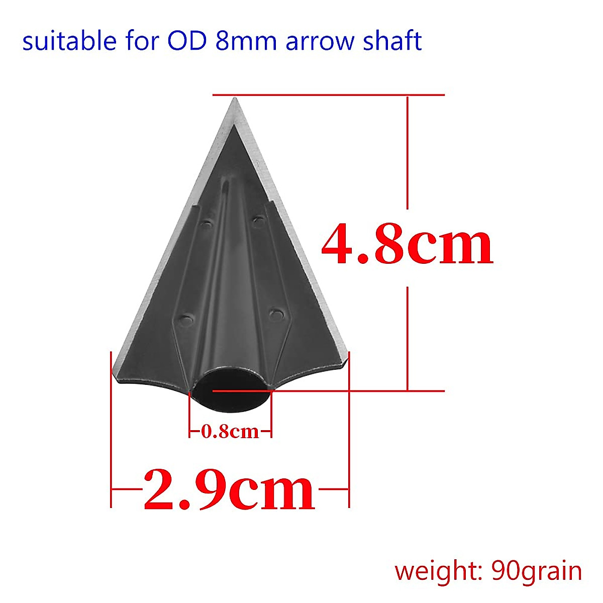 ZSHJGJR 6/12 Pack Archery Hunting Broadheads 2 Blade Traditional Hunting Arrowheads Glue on Broadheads for OD 8mm Bamboo Wood Arrow Shaft (12, with stroage box)