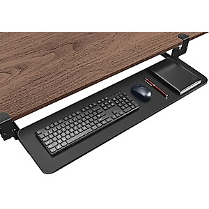 Kanrichu 35.4'' Extra Large Keyboard Tray, No Screw Long Adjustable Height Under Desk Pull Out Keyboard Drawer with C Clamp (Black)