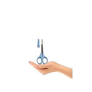 SHINING CROWN 4 Inches Premium Nose Hair Safety Scissors, Safety Blades with Rounded Tip for Trimming Kid's Nails, Facial Hair, Ear Hair, Eyebrow