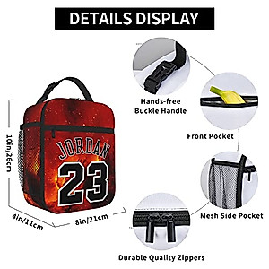 Auqizbx Basketball Number 23 Jordan Lunch Bag For Women Men Insulated Lunch Box For Reusable Lunch Tote Portable Bag For Work, Picnic, Travel