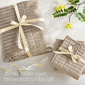 Comfort Spaces Kienna Quilt Set-Luxury Double Sided Stitching Design Summer Blanket, Lightweight, Soft, All Season Bedding Layer, Matching Sham, Taupe, Coverlet Full/Queen(90"x90") 3 Piece