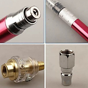 VOTOER 1/8" (3mm) Pneumatic Air Micro Die Grinder Polishing Tool Kit, 3mm Chuck Pencil Type Rotary Engraving Cutting Grinding Tool Set, 58000RPM, 90psi