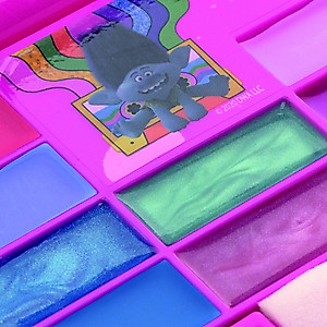 Townley Girl Super Sparkly Lip Compact Cosmetic Set for Girls, 22 Lip glosses, 4 blushes in Mirrored Case (Trolls)