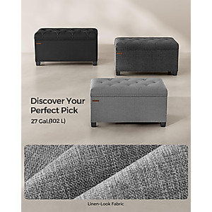 SONGMICS Storage Ottoman Bench, Bench with Storage, for Entryway, Bedroom, Living Room, Light Gray ULSF068G02