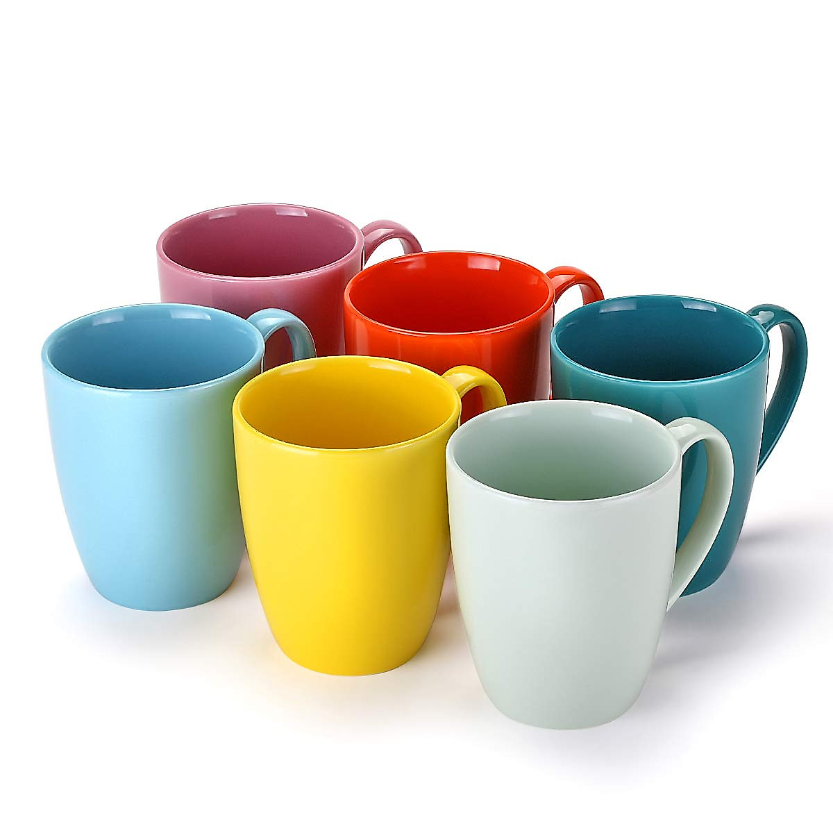 MIWARE 13 Ounce Porcelain Mugs, Set of 6, Tea and Coffee Mug Set, Multicolor (Multicolor, 13OZ)