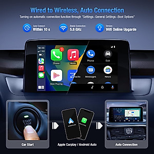 KAMING Wireless CarPlay Adapter for Carplay and Android Auto Carplay Streaming YouTube, TikTok, Miracast 2023 Newest CarPlay Ai Box for Factory Wired CarPlay Cars