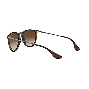 Ray-Ban RB4171 Erika Round Sunglasses, Rubber Havana/Brown Gradient Dark Brown, 54 mm