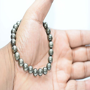 DHYANARSH Pyrite Beads Bracelet - Astronomy Jewelry, AAA Natural Stone Beads 8mm