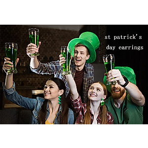 St. Patrick's Day Earrings Green Clover Hat Horseshoe Leaf Earring for Women Shamrock Dangle Earrings Funny Irish Holiday Jewelry Gift