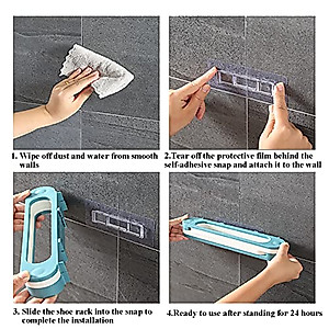 CARURLIFF Wall Mounted Shoe Rack Organizer for Bathroom, Over the Door 3 in 1 Foldable Slipper Rack (Grey)