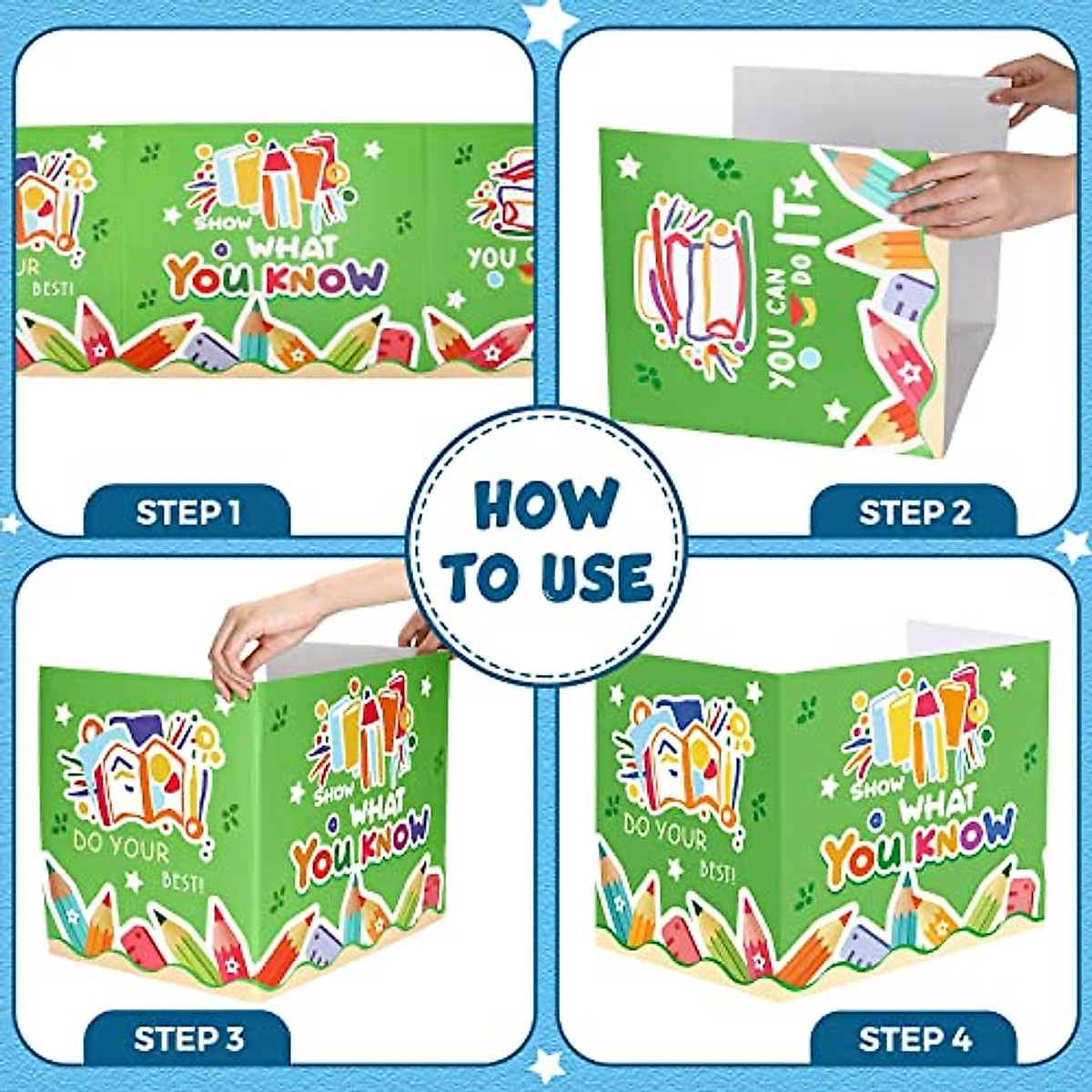 Zhehao 24 Pack Privacy Boards for Student Desks Cardboard Privacy Dividers for Desks Classroom Privacy Folders Screen Partition Trifold Table Desk Divider Bulk for School Home Study Test