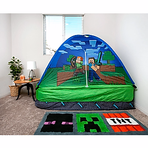 Minecraft Indoor Bed Tent Fort | Pop-Up Canopy Tents & Shelters, Fort Playhouse for Kids, Indoor Activities, Reading Nook Playroom