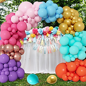 RUBFAC 174pcs Tropical Balloon Arch Kit, Rainbow Balloon Garland for Hawaiian Luau Summer Theme Party Decoration Birthday Baby Shower Bridal Wedding