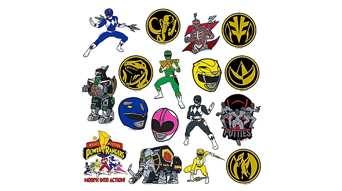 Mighty Morphin Power Rangers 50CT Vinyl Sticker Pack for Laptops & More