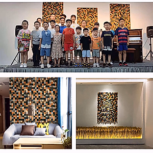 AIKEAIKESI Acoustic Diffuser - 11.8 X 11.8 X 1.2 Inches Sound Proof Wall Panels,Wood Acoustic Panels Reduce Distinct Echo Preserve Room Liveliness,Decorative Sound Panels for Walls